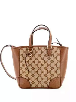 Gucci Bree Convertible Tote Gg Canvas With Leather Small Crossbody Bag - Brown