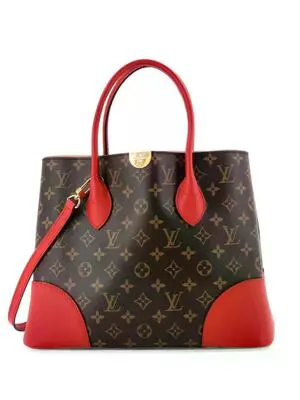 LOUIS VUITTON Flandrin Handbag Monogram Canvas And Leather Tote Bag - Red