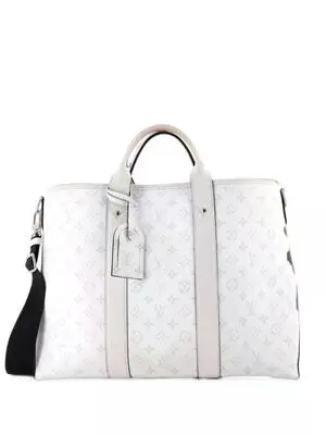 LOUIS VUITTON Weekend Nm Monogram Taigarama Tote Bag - White