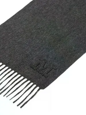 Max Mara Dalia Cashmere Stole With Monogram Embroidery Dark - Grey