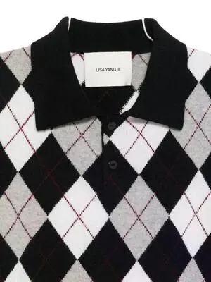 LISA YANG Anwen Argyle-knit Polo Top