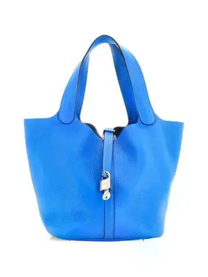 Hermès Picotin Lock Bag Clemence Mm Bucket Bag - Blue