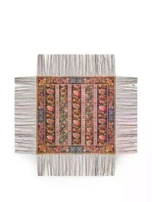 PIERRE-LOUIS MASCIA Aloeuw Floral-print Fringed Scarf - Brown