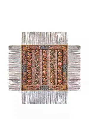 PIERRE-LOUIS MASCIA Aloeuw Floral-print Fringed Scarf - Brown