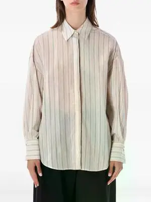 SESSUN Mabel Vertical-stripe Shirt - Pink
