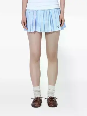 Miu Miu Pleated Gingham-pattern Mini Skirt - Blue