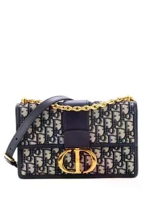 Dior 30 Montaigne Chain Flap Bag Oblique Canvas Shoulder Bag - Blue