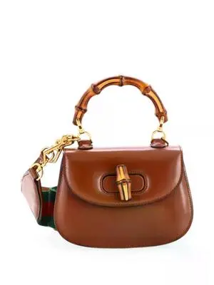 Gucci Bamboo 1947 Top Handle Bag Leather Mini Shoulder Bag - Brown