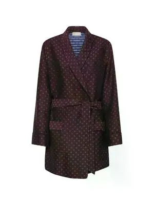 PIERRE-LOUIS MASCIA Geometric-print Dressing Gown - Red