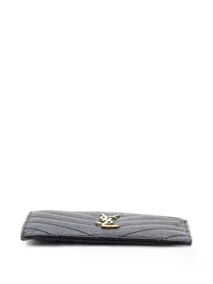 Saint Laurent Monogram Fragments Zip Matelasse Chevron Leather Card Holder