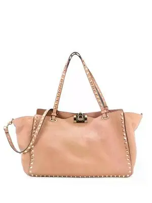 VALENTINO Rockstud Pebbled Leather Medium Tote Bag