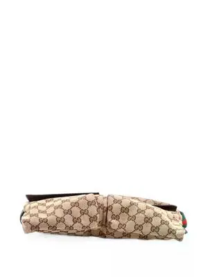 Gucci Vintage Double Gg Canvas With Leather Belt Bag