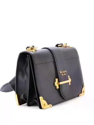 Prada Cahier Leather And Saffiano Leather Large Crossbody Bag - Black