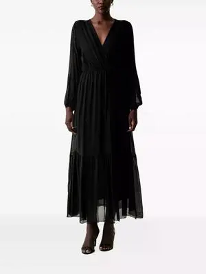 VICOLO Wrap-style Tiered Dress - Black
