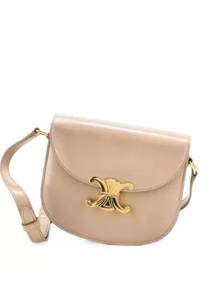 Celine Triomphe Besace Clea Flap Bag Leather Shoulder Bag - Neutrals