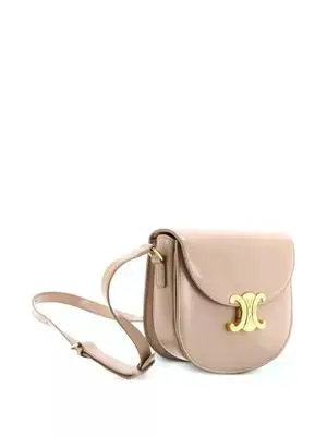 Celine Triomphe Besace Clea Flap Bag Leather Shoulder Bag - Neutrals