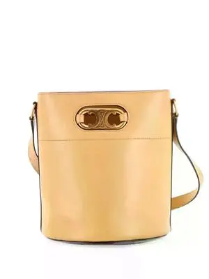 Celine Maillon Triomphe Leather Medium Bucket Bag - Neutrals