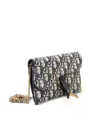 Dior Saddle Chain Wallet Oblique Canvas Cross Body Bag