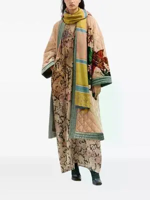 PIERRE-LOUIS MASCIA Floral-print Quilted Kimono - Neutrals