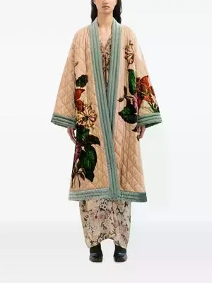 PIERRE-LOUIS MASCIA Floral-print Quilted Kimono - Neutrals