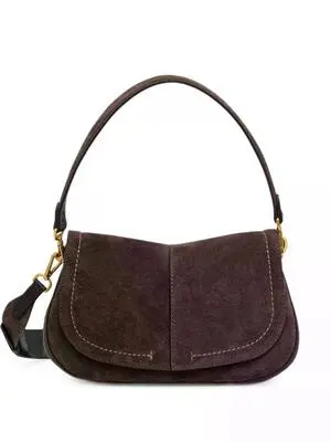 GIANNI CHIARINI Medium Helena Round Contrast-stitch Suede Shoulder Bag - Brown