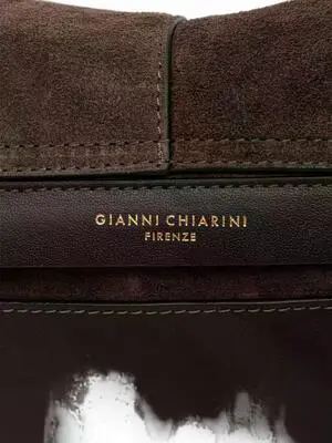 GIANNI CHIARINI Medium Helena Round Contrast-stitch Suede Shoulder Bag