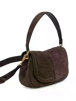 GIANNI CHIARINI Contrast-stitch Suede Shoulder Bag