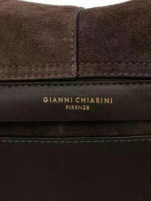 GIANNI CHIARINI Contrast-stitch Suede Shoulder Bag