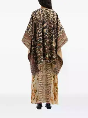 PIERRE-LOUIS MASCIA Leopard-print Poncho Cape - Brown