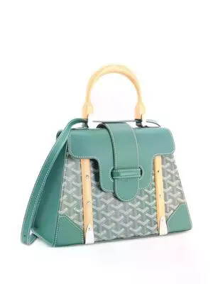 Goyard Coated Canvas With Leather Saigon Pm Satchel - Green