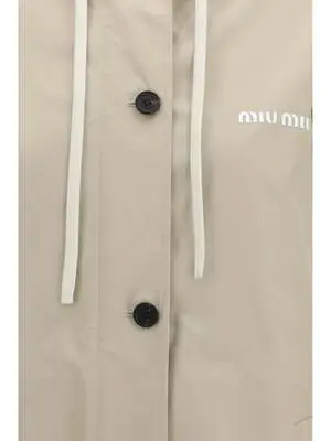 Miu Miu Single-breasted Coat In Panama And Fleece