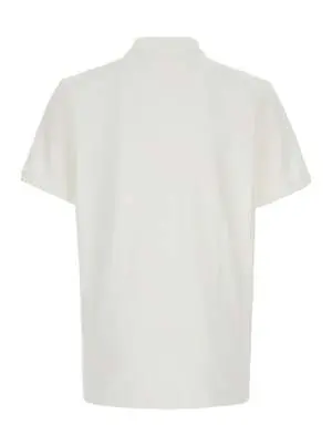 Moncler White Polo Shirt With Logo Patch On The Front In Cotton For