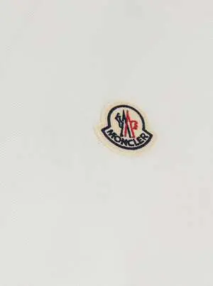 Moncler White Polo Shirt With Logo Patch On The Front In Cotton For