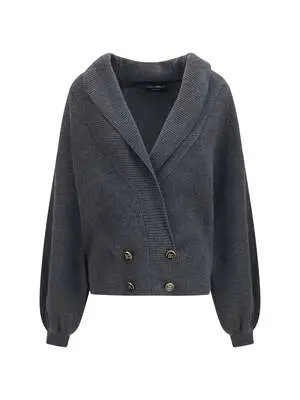 Dolce & Gabbana Cropped Shawl Collar Cardigan - Gray