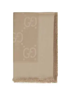 Gucci Scarf In Wool And Silk - Brown