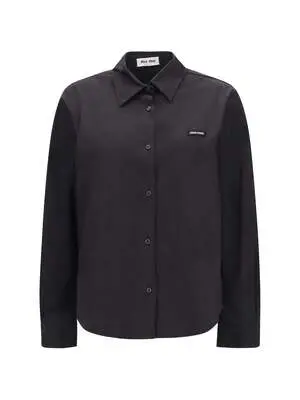Miu Miu Stretch Poplin Shirt - Black