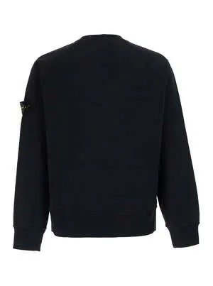 Stone Island Cotton Crewneck Sweatshirt With Logo Patch - Black