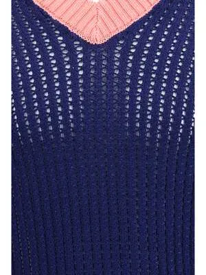 Fendi Ribbed V-neck Sweater With Ff Motif