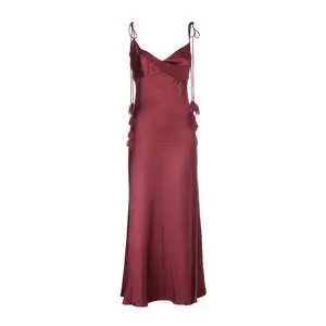 SELF-PORTRAIT Satin Flower Midi Dress - Red