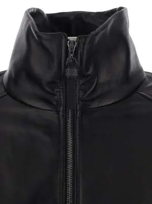 Brunello Cucinelli High Collar Leather Jacket