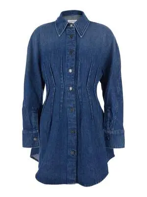 Givenchy Denim Dress With Pointed Collar - Multicolor