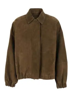 Brunello Cucinelli Suede Jacket With Classic Collar - Multicolor