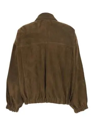 Brunello Cucinelli Suede Jacket With Classic Collar - Multicolor