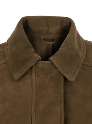 Brunello Cucinelli Suede Jacket With Classic Collar - Multicolor