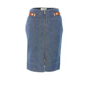Fendi Straight Midi Denim Skirt