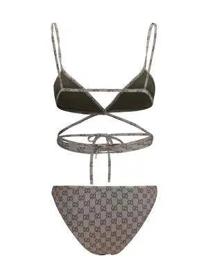 Gucci Printed Stretch Jersey Bikini - Cream
