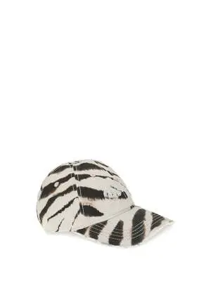 GANNI Zebra Print Baseball Cap