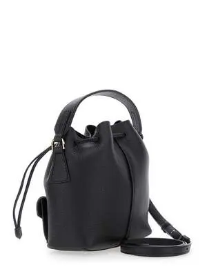 FERRAGAMO Grained Leather Bucket Bag - Black