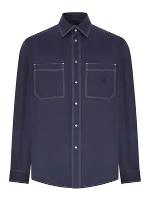 Fendi Cotton Shirt With Contrasting Stitching - Blue