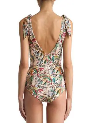 Etro Paisley Foliage Pattern One-piece Swimsuit - White
